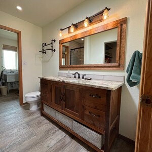 Rustic Vanity With Open Shelf, Made to Order From Reclaimed Pine Barn ...