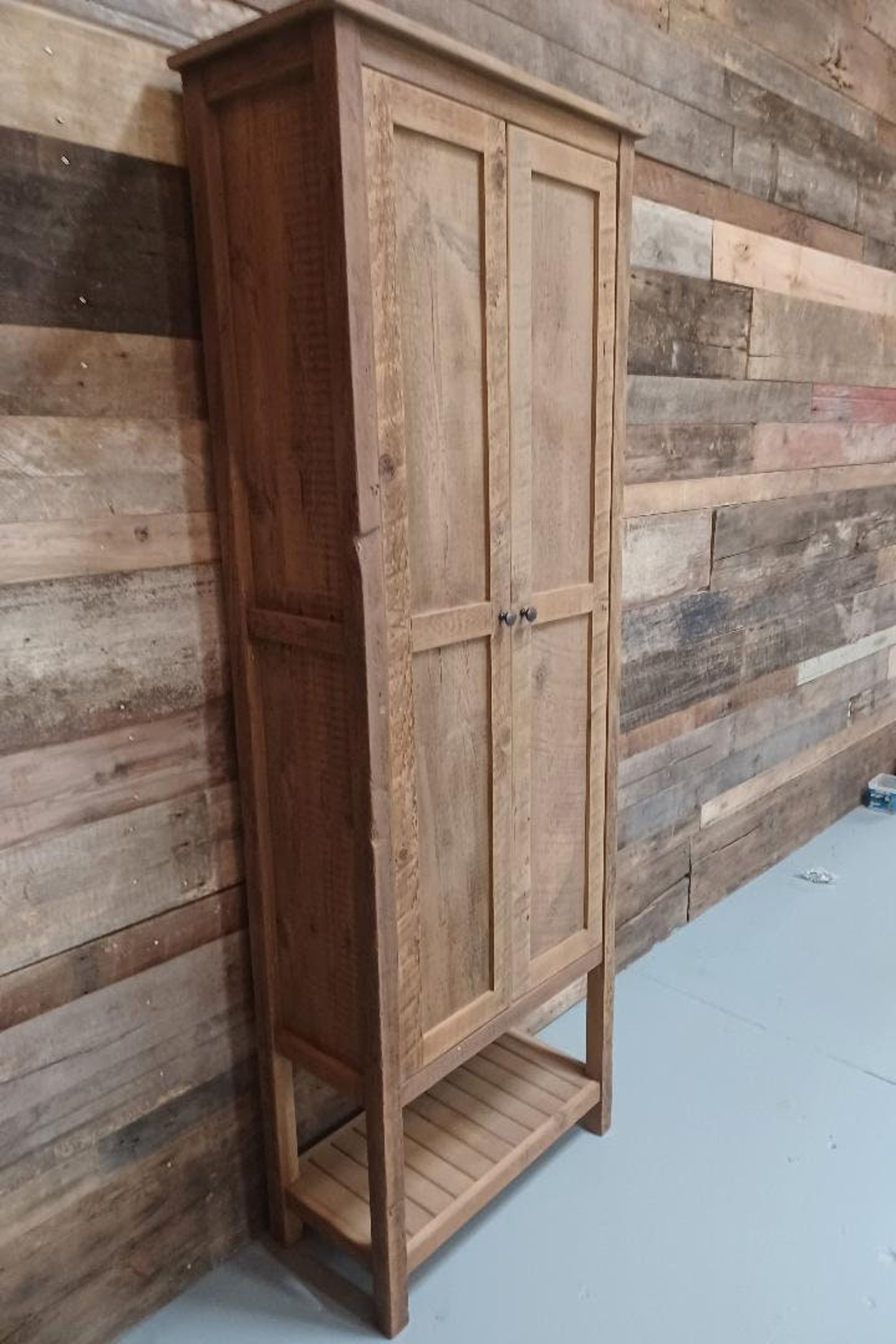 Rustic Linen Cabinet With Open Bottom Shelf Made of Reclaimed - Etsy