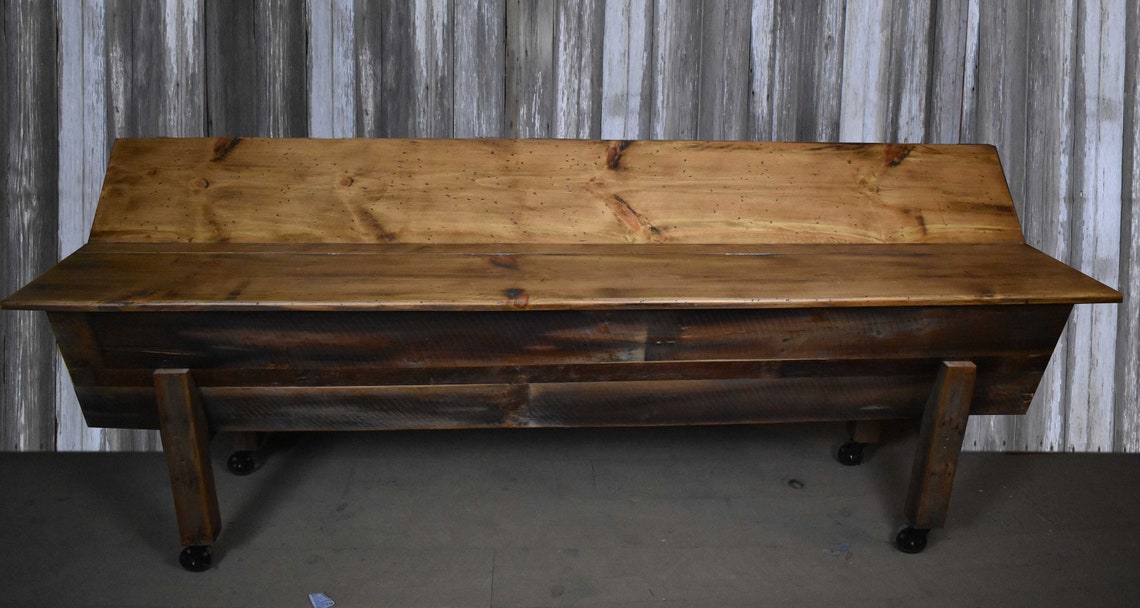 Trough Table With Storage Made of Reclaimed Barn Wood Made | Etsy