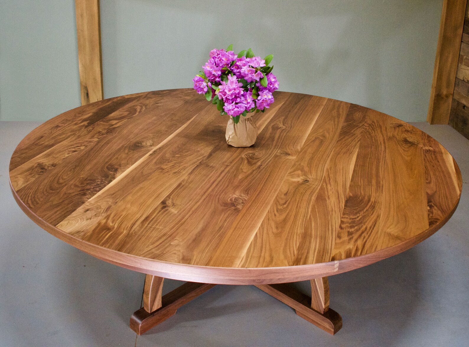 Handcrafted Round Walnut Table With Curved Pedestal Legs - Etsy