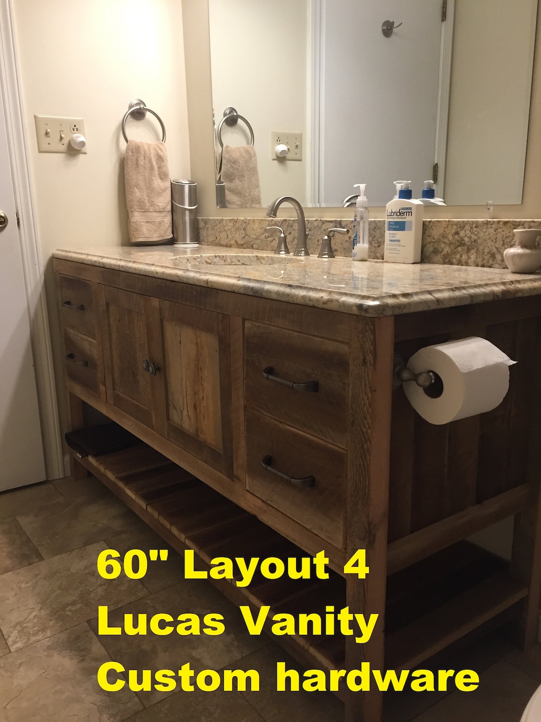 Rustic Vanity With Open Shelf, Made to Order From Reclaimed Pine Barn ...