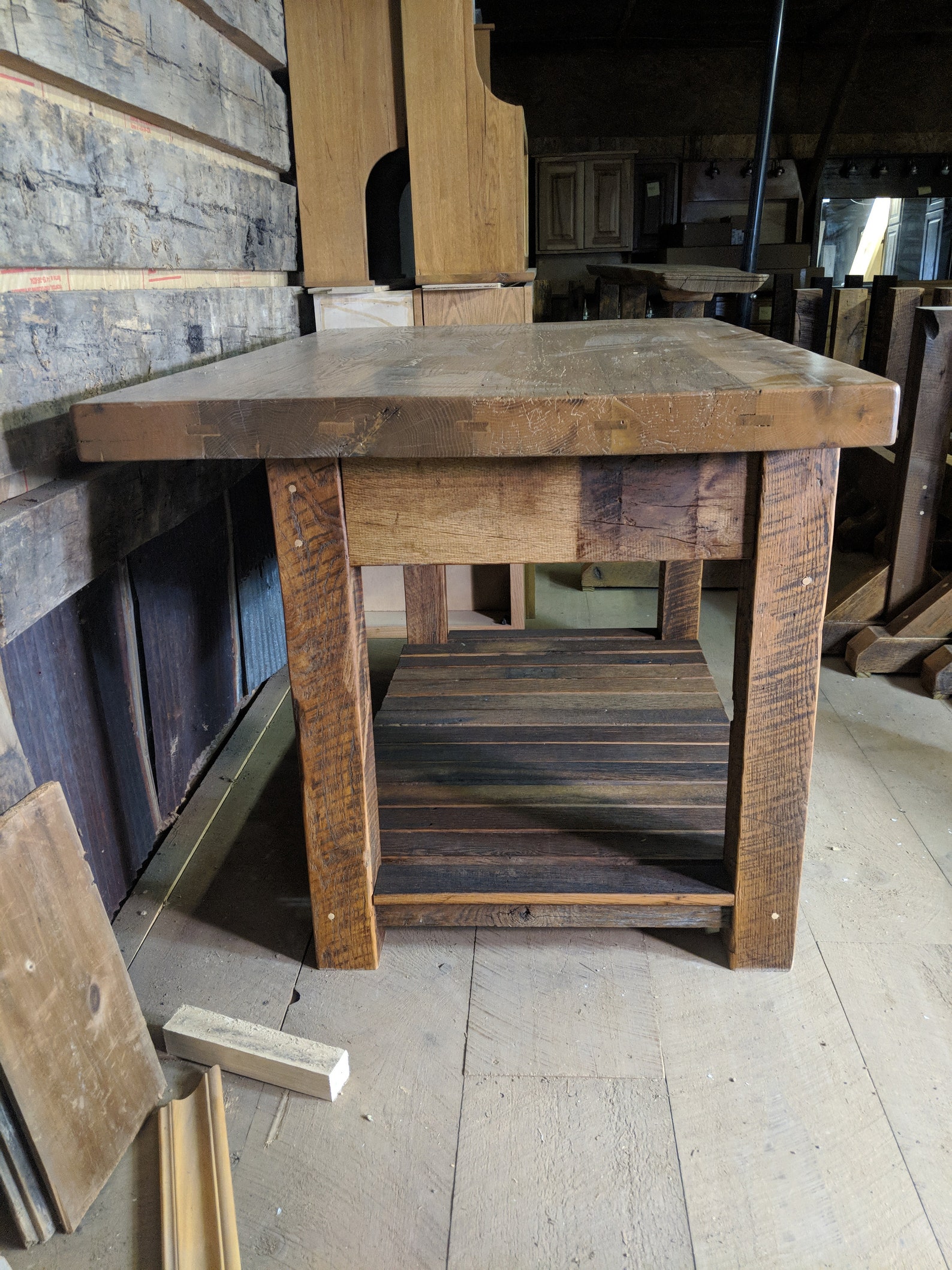 Rustic Kitchen Island Made From Reclaimed Oak Barnwood, Made to Order ...
