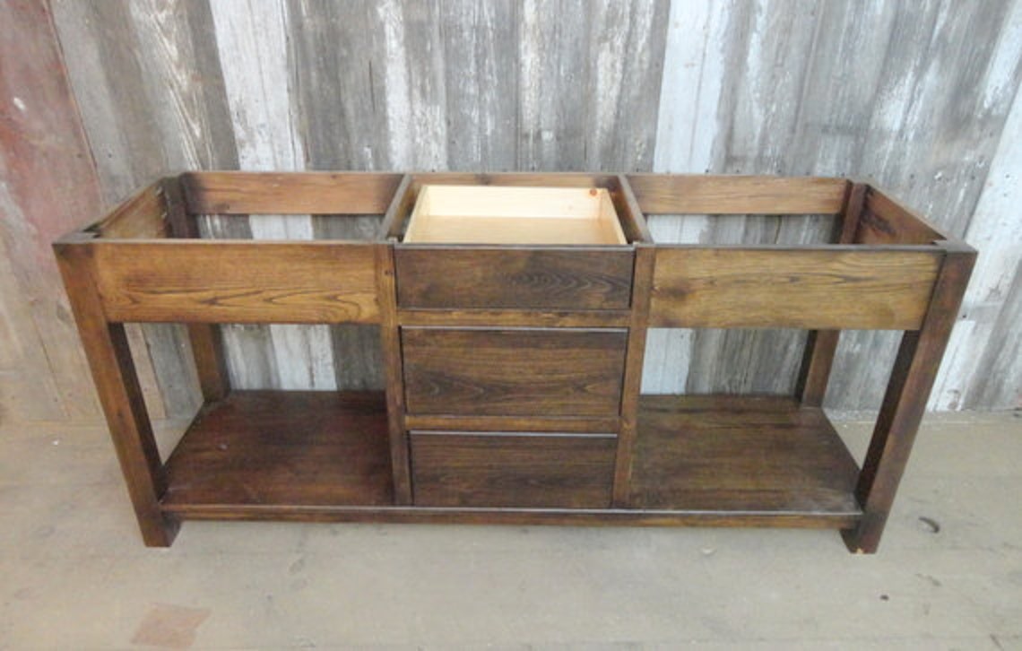 Barnwood Vanity With Open Shelving Made From Oak, Cherry or Wormy ...