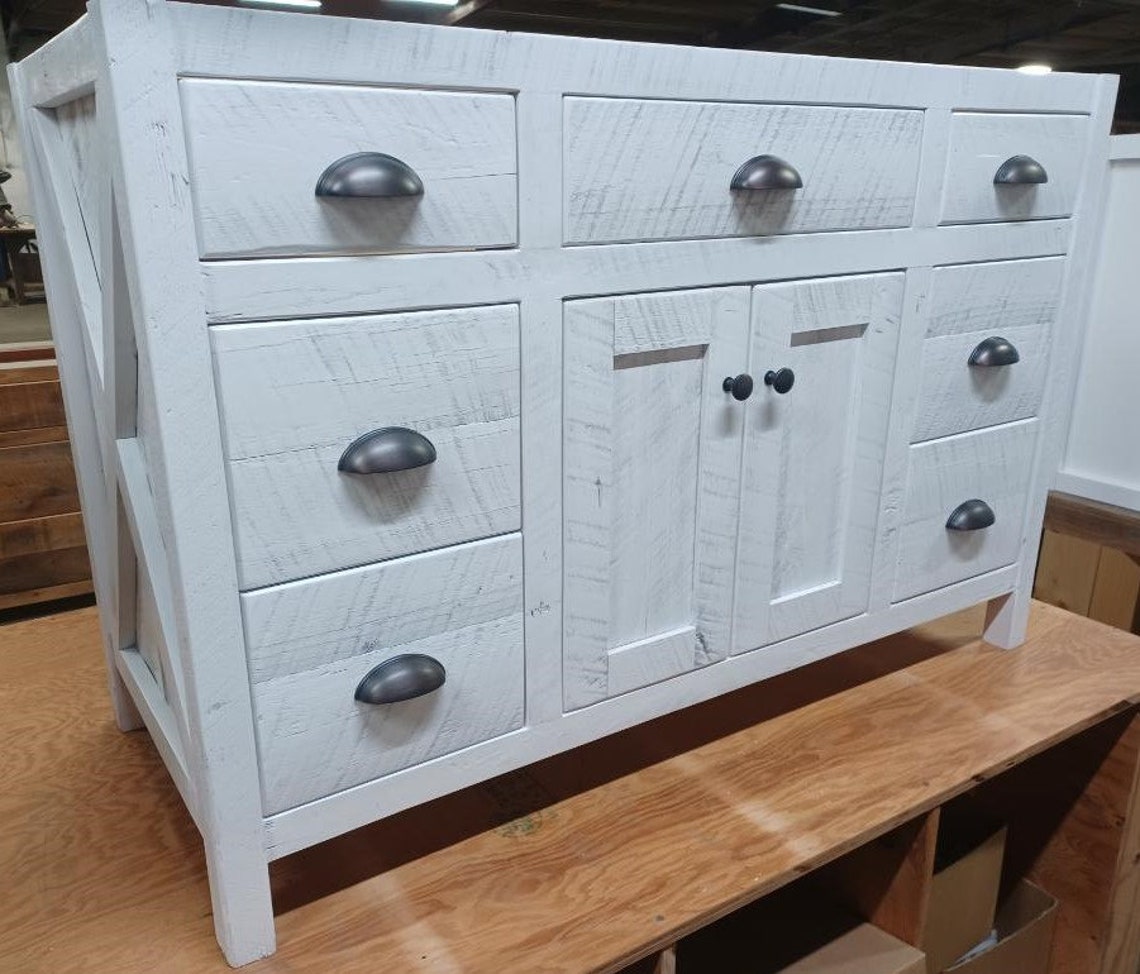 White Rustic Vanity Made to Order From Reclaimed Pine Barn - Etsy