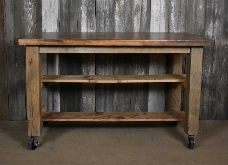 Rolling Kitchen Island Made of Reclaimed Barn Wood, Made to Order - Etsy