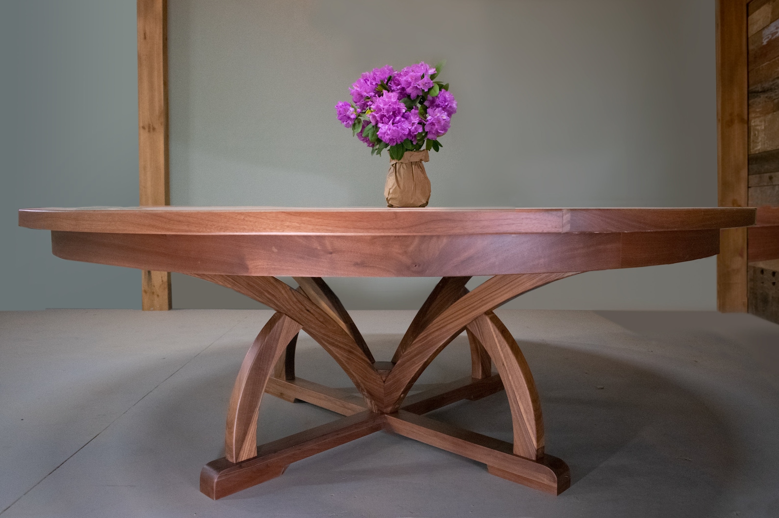 Handcrafted Round Walnut Table With Curved Pedestal Legs - Etsy