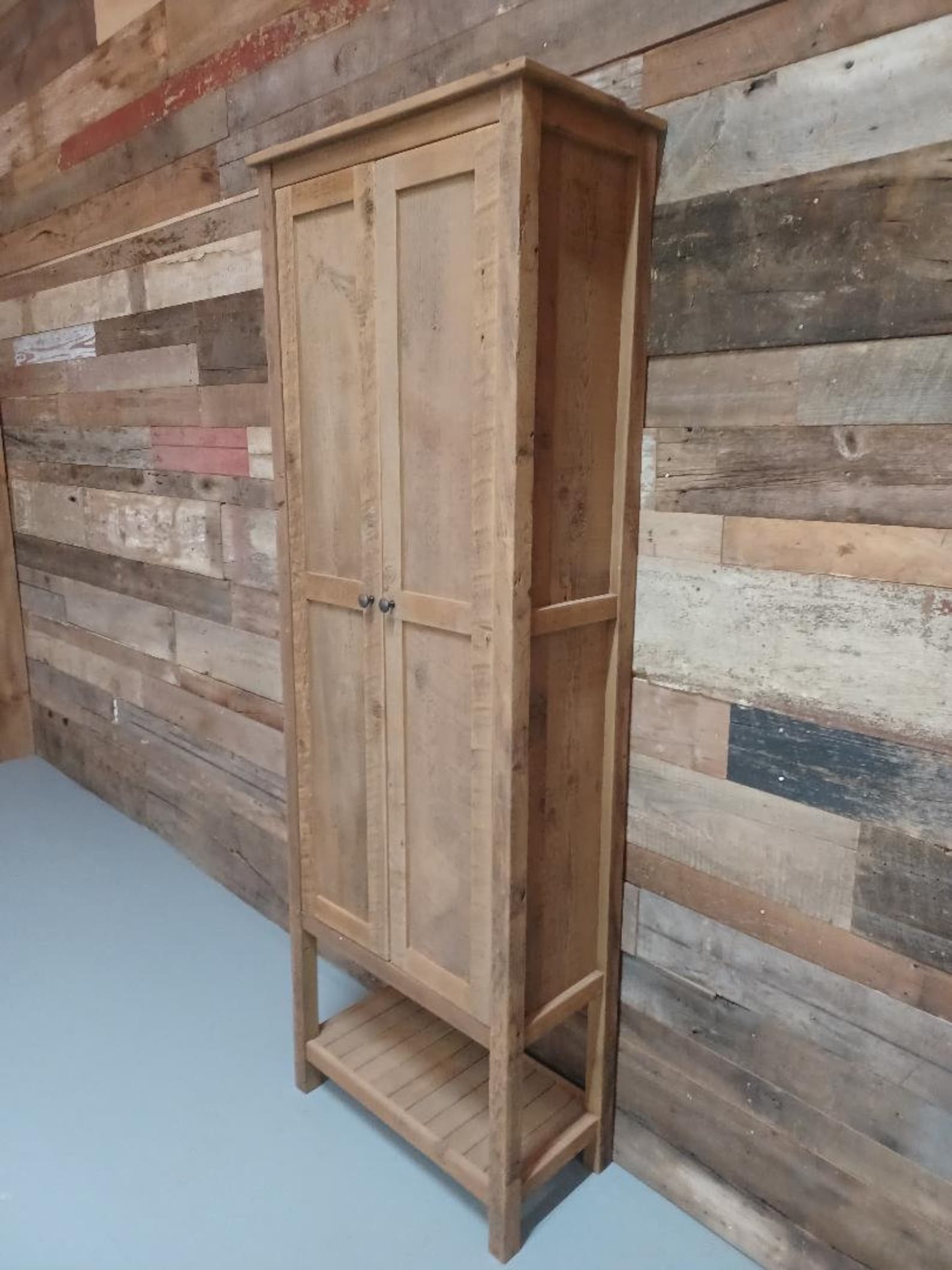 Rustic Linen Cabinet With Open Bottom Shelf Made of Reclaimed - Etsy