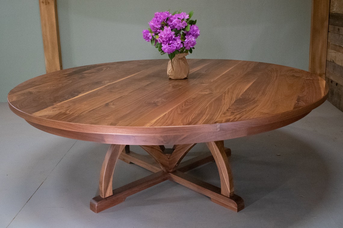 Handcrafted Round Walnut Table With Curved Pedestal Legs - Etsy