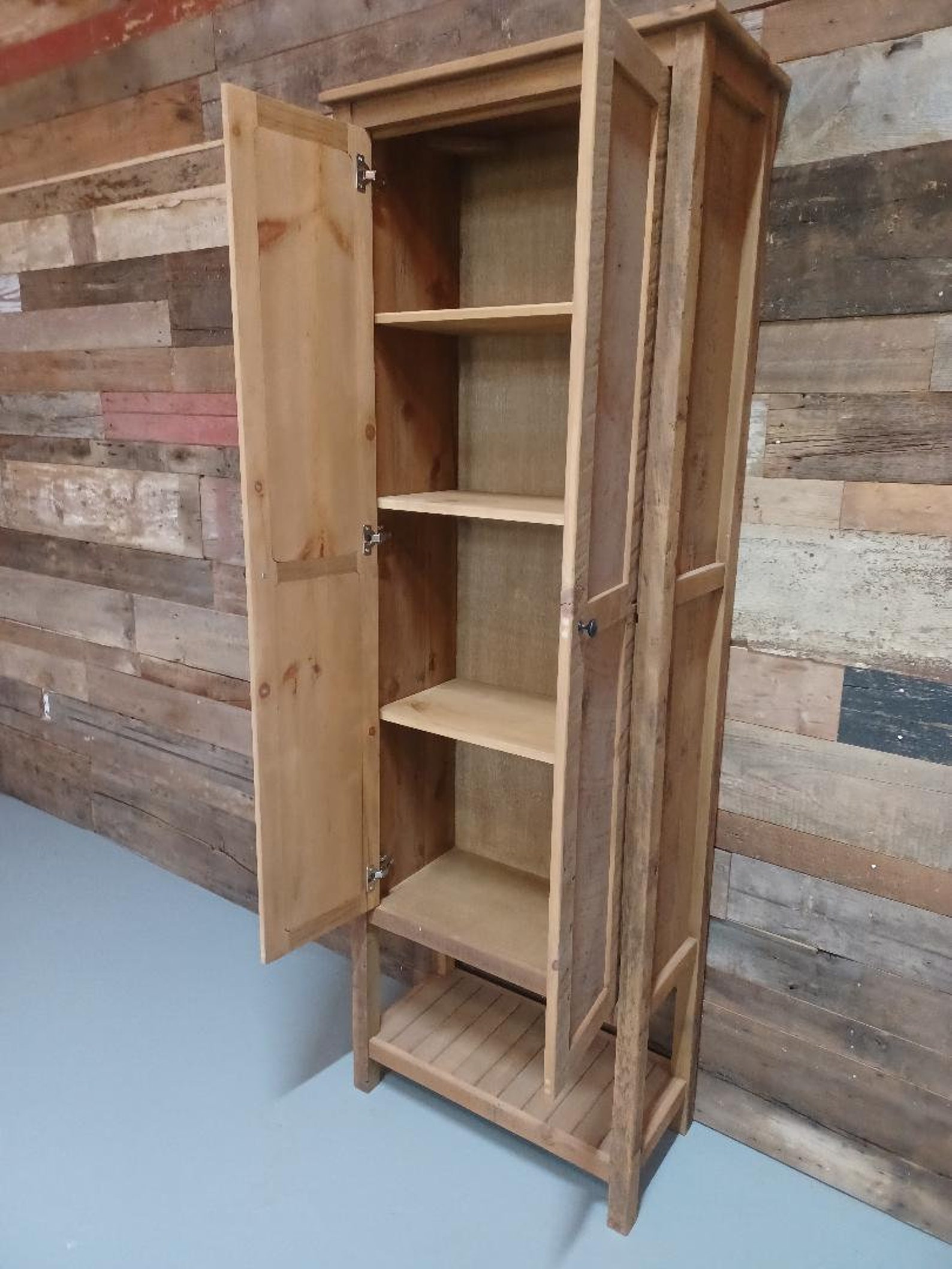 Rustic Linen Cabinet With Open Bottom Shelf Made of Reclaimed - Etsy