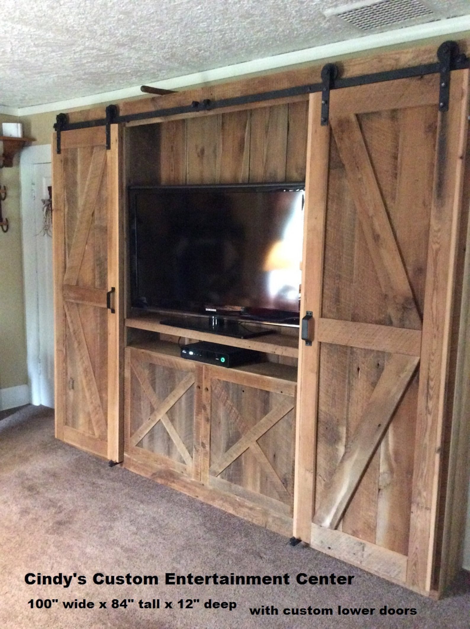 Entertainment Center Made of Reclaimed Rustic Pine Barn Wood With ...