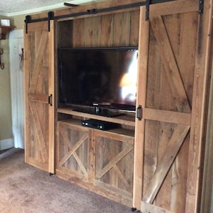 Entertainment Center Made of Reclaimed Rustic Pine Barn Wood With ...