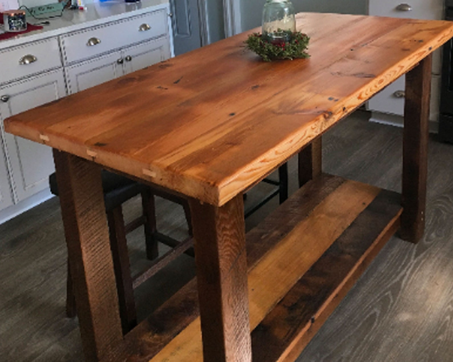 Rustic Kitchen Island Made From Reclaimed Pine Barnwood Made - Etsy