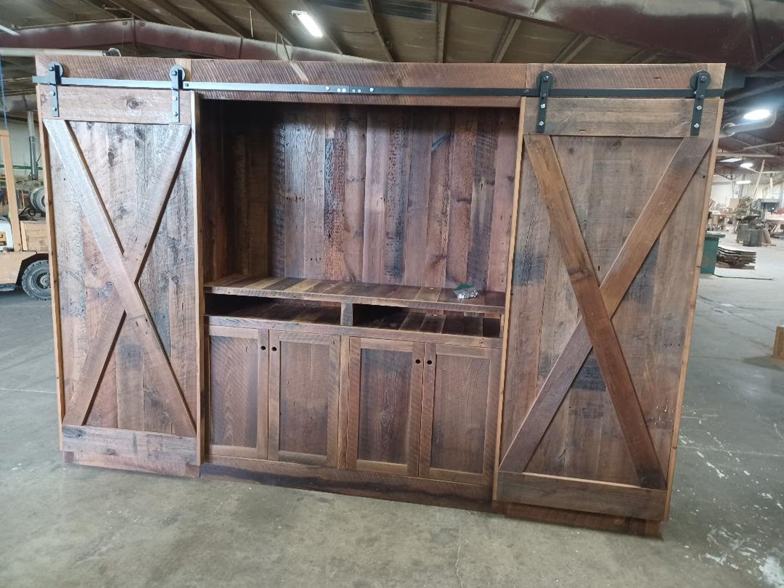 Entertainment Center Made of Reclaimed Rustic Pine Barn Wood With ...