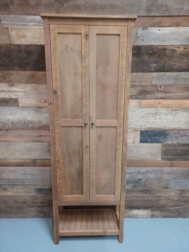 Rustic Linen Cabinet With Open Bottom Shelf Made of Reclaimed - Etsy
