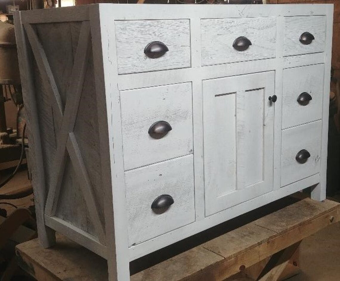 White Rustic Vanity Made to Order From Reclaimed Pine Barn - Etsy