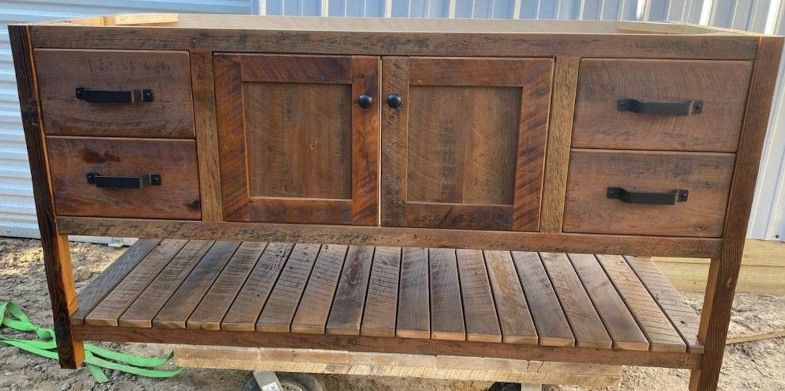 Rustic Vanity With Open Shelf, Made to Order From Reclaimed Pine Barn ...
