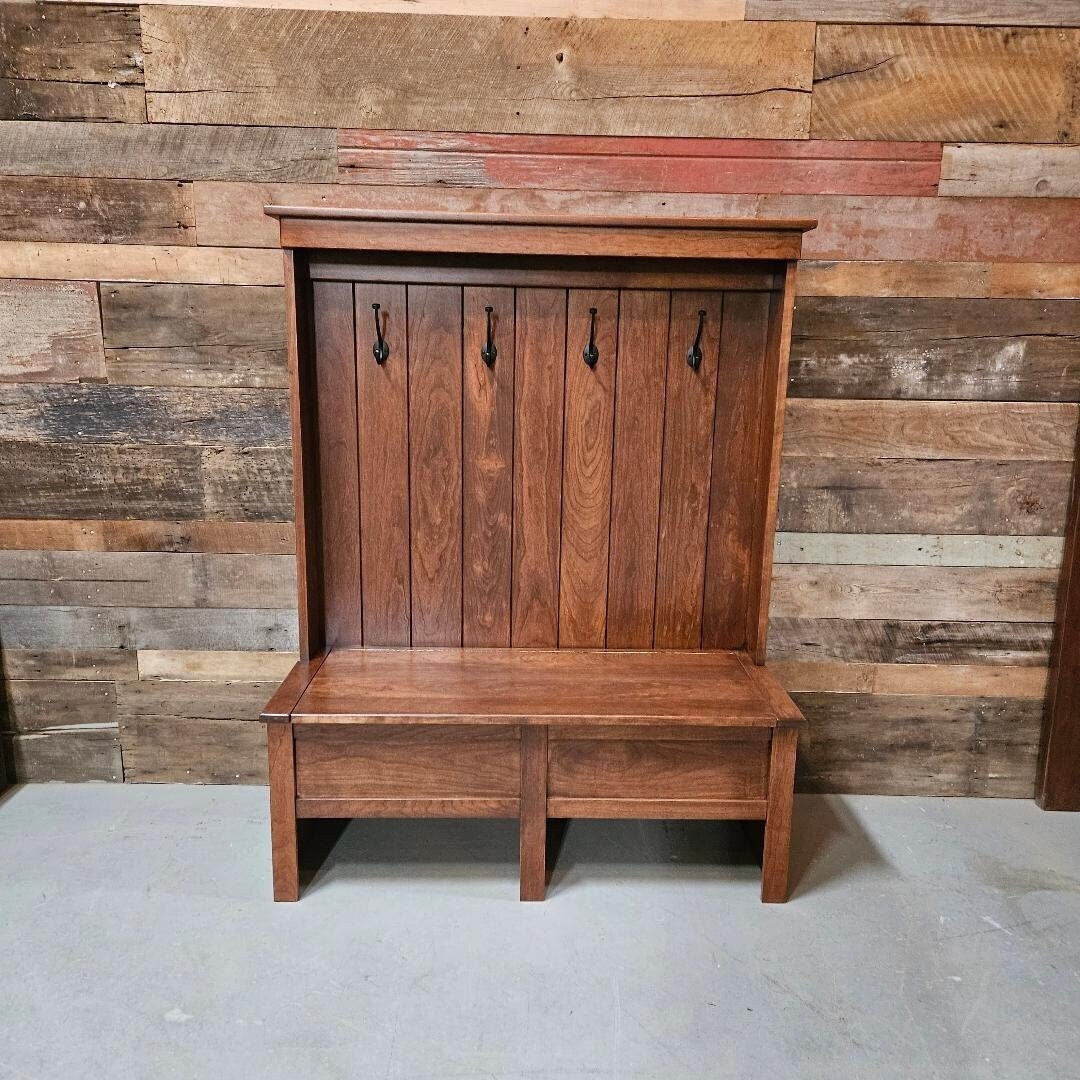 Hall Bench Made of Reclaimed Barnwood With Storage, Choice of Wood ...