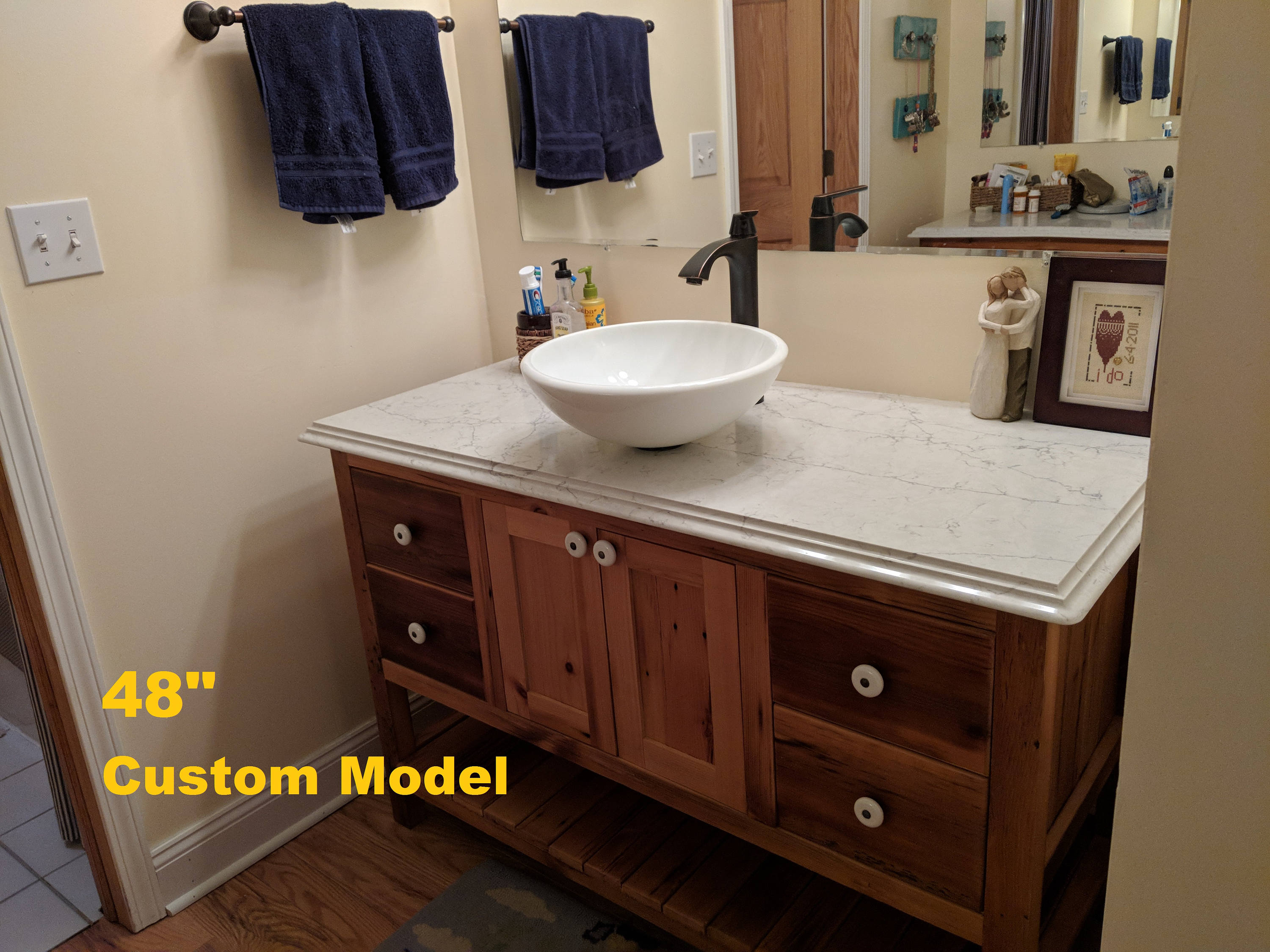 Rustic Vanity With Open Shelf, Made to Order From Reclaimed Pine Barn ...