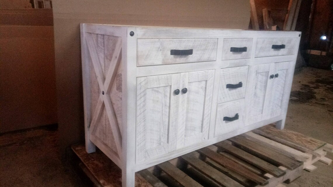 White Rustic Vanity Made to Order From Reclaimed Pine Barn | Etsy