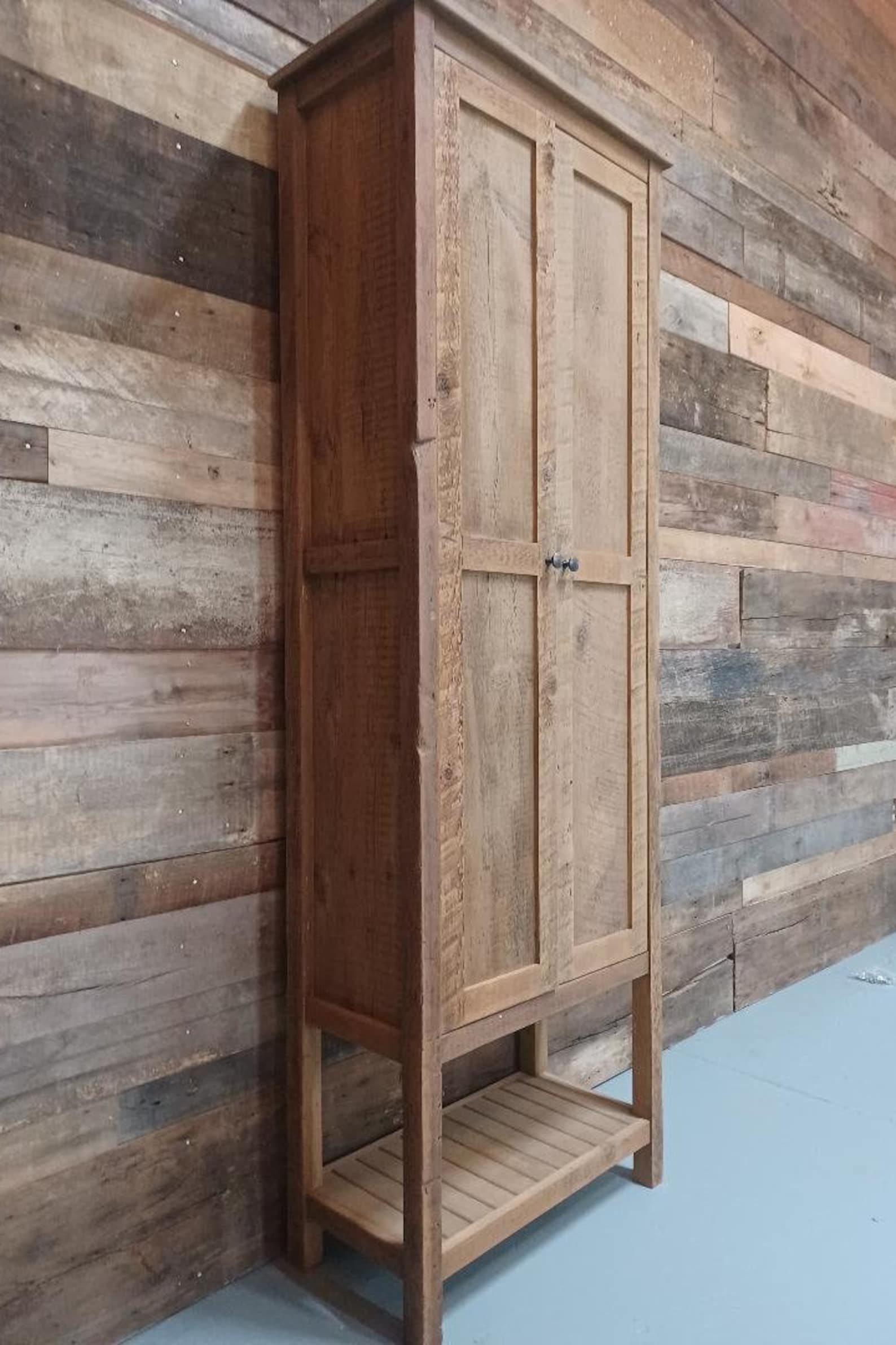 Rustic Linen Cabinet With Open Bottom Shelf Made of Reclaimed - Etsy