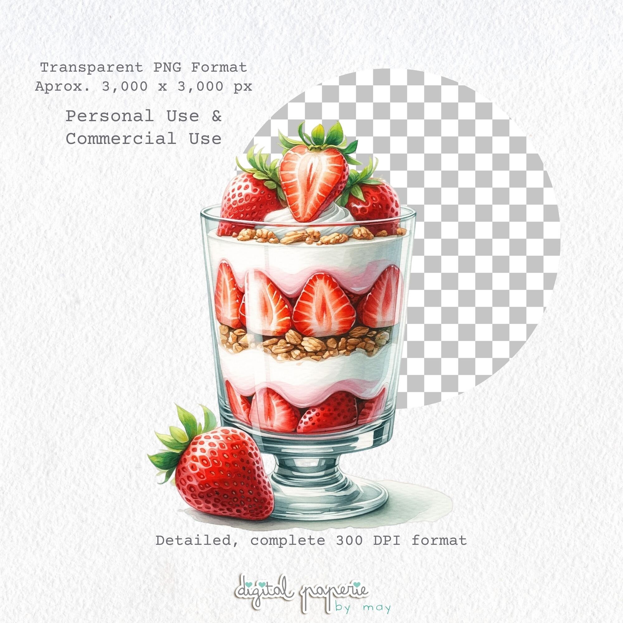 Strawberry Sweets Watercolor Clip Art, Transparent PNG, Digital ...