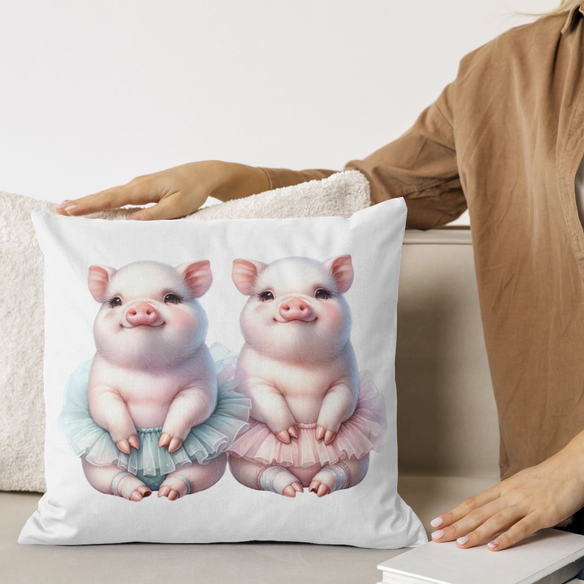 Adorable Ballerina Pig Clipart Set, Watercolor Piglet Dancer ...