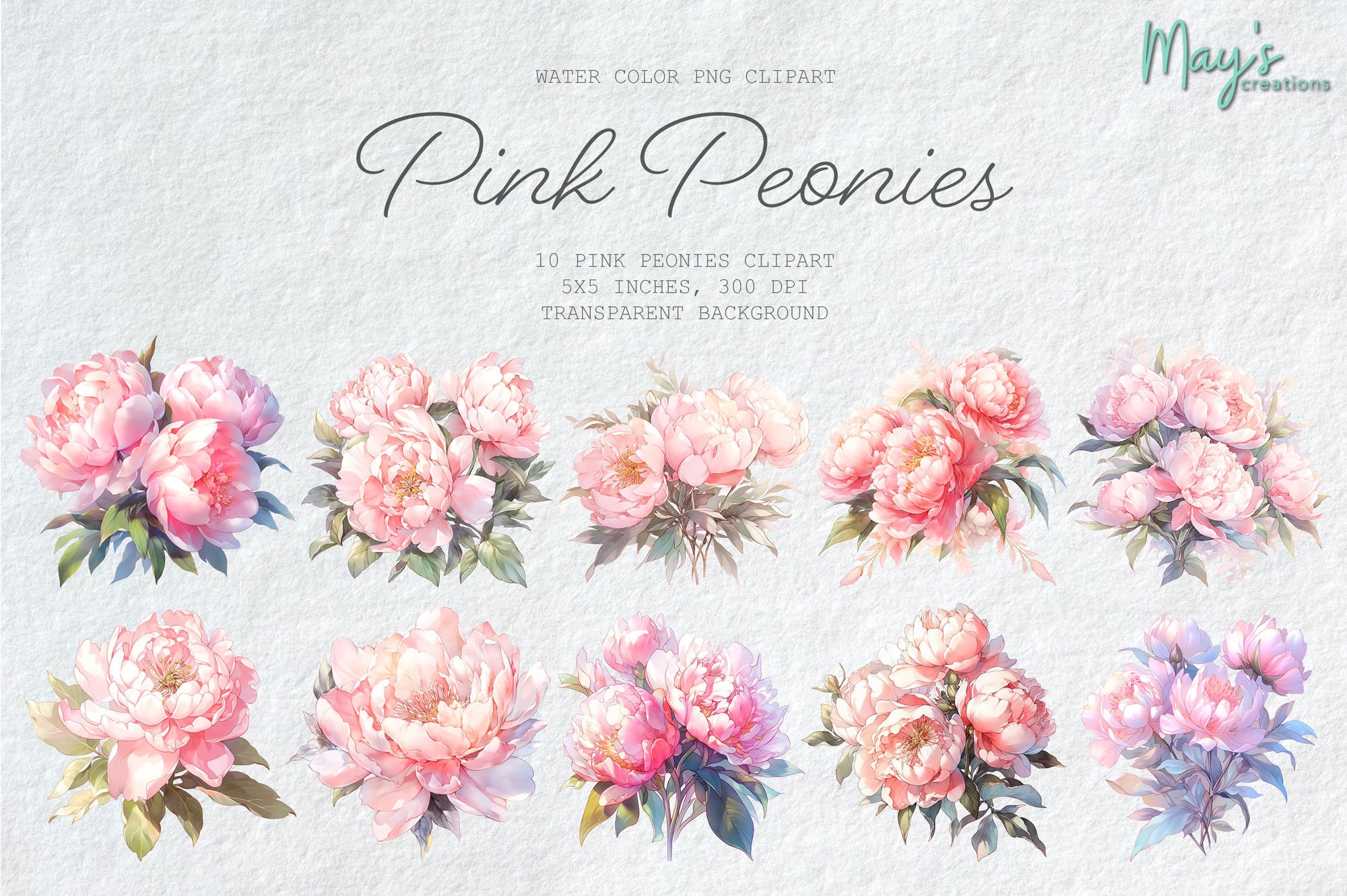 Pink Peonies Watercolor Clip Art - Etsy