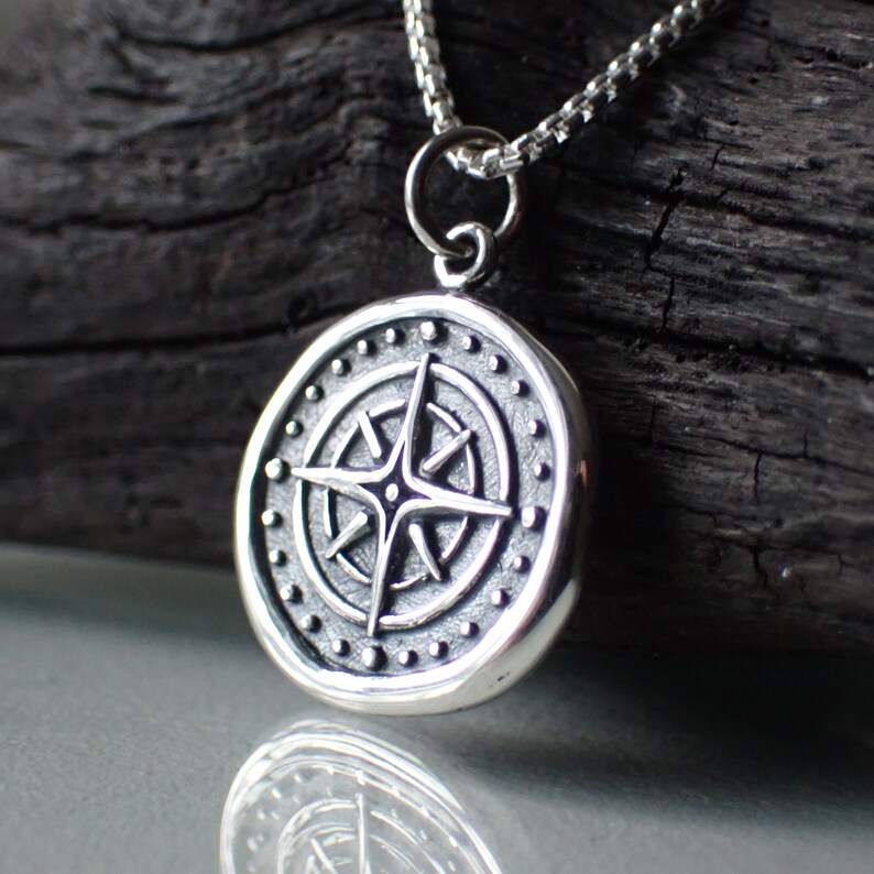 Sterling Silver Compass Rose Pendant Made From Recycled Silver - Etsy