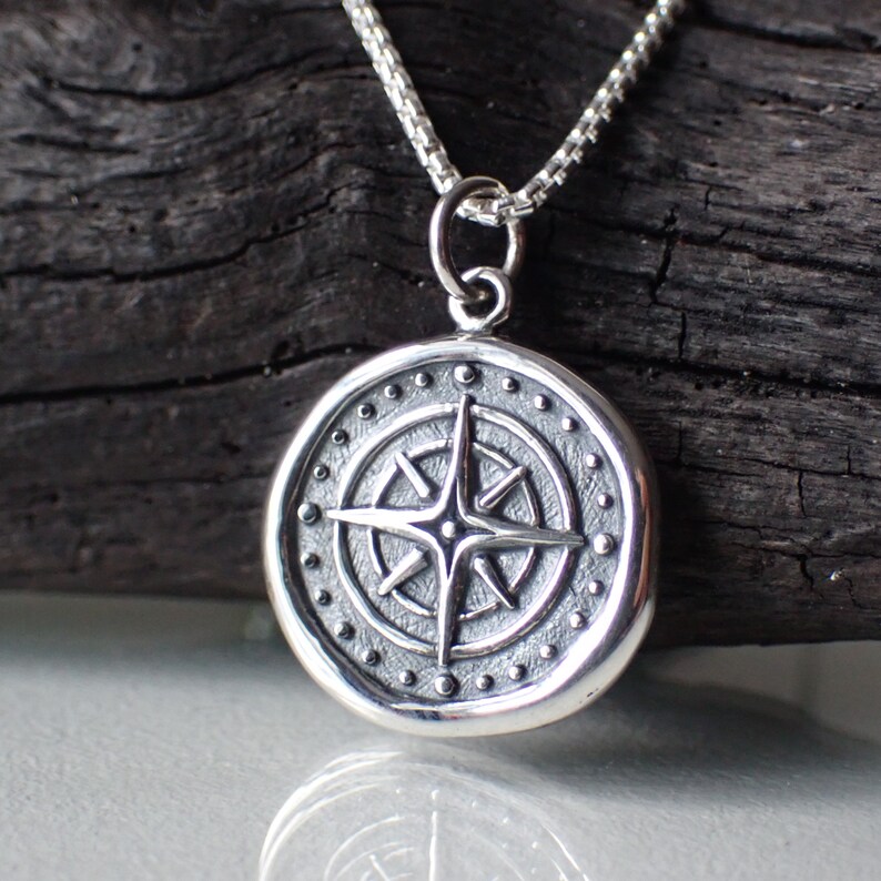 Sterling Silver Compass Rose Pendant Made From Recycled Silver - Etsy