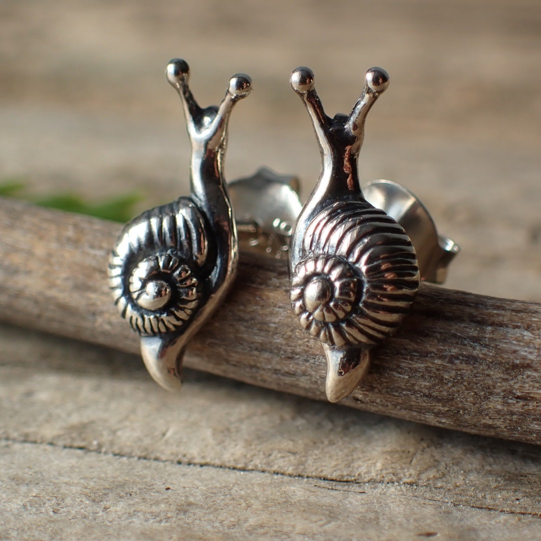 Recycled Sterling Silver Snail Stud Earrings - Etsy