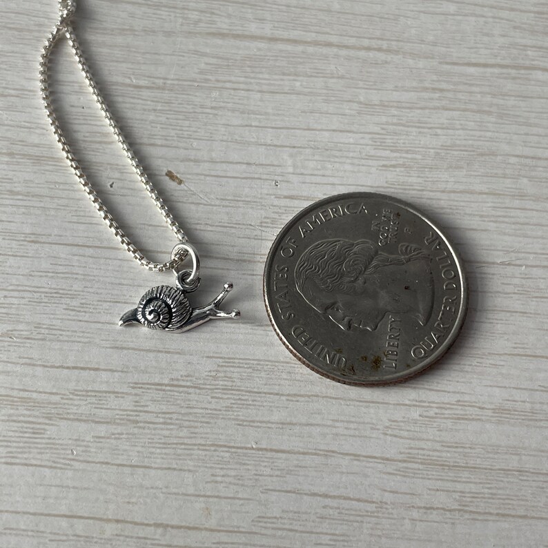 Sterling Silver Tiny Snail Charm Necklace Made From Recycled - Etsy