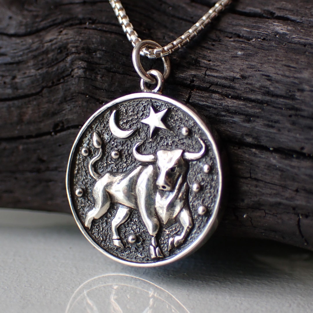 Sterling Silver Double Sided Taurus Necklace Made From Recycled Silver ...