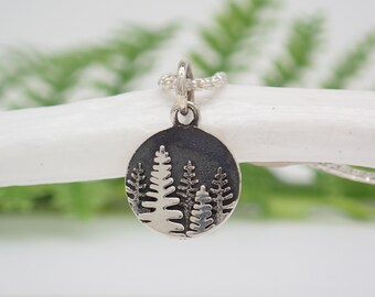 Small Sterling Silver Pine Trees Pendant Charm, 14mm Wide - Etsy