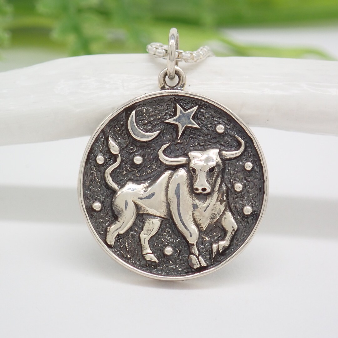 Sterling Silver Double Sided Taurus Necklace Made From Recycled Silver ...