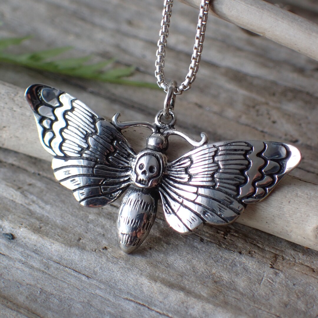 Sterling Silver Death's Head Hawk Moth Charm Necklace Made From ...