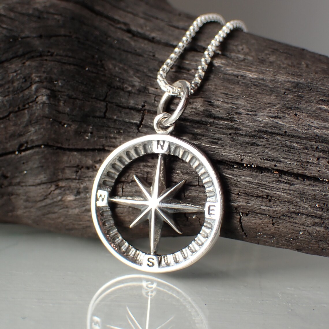 Sterling Silver Compass Rose Pendant - Etsy