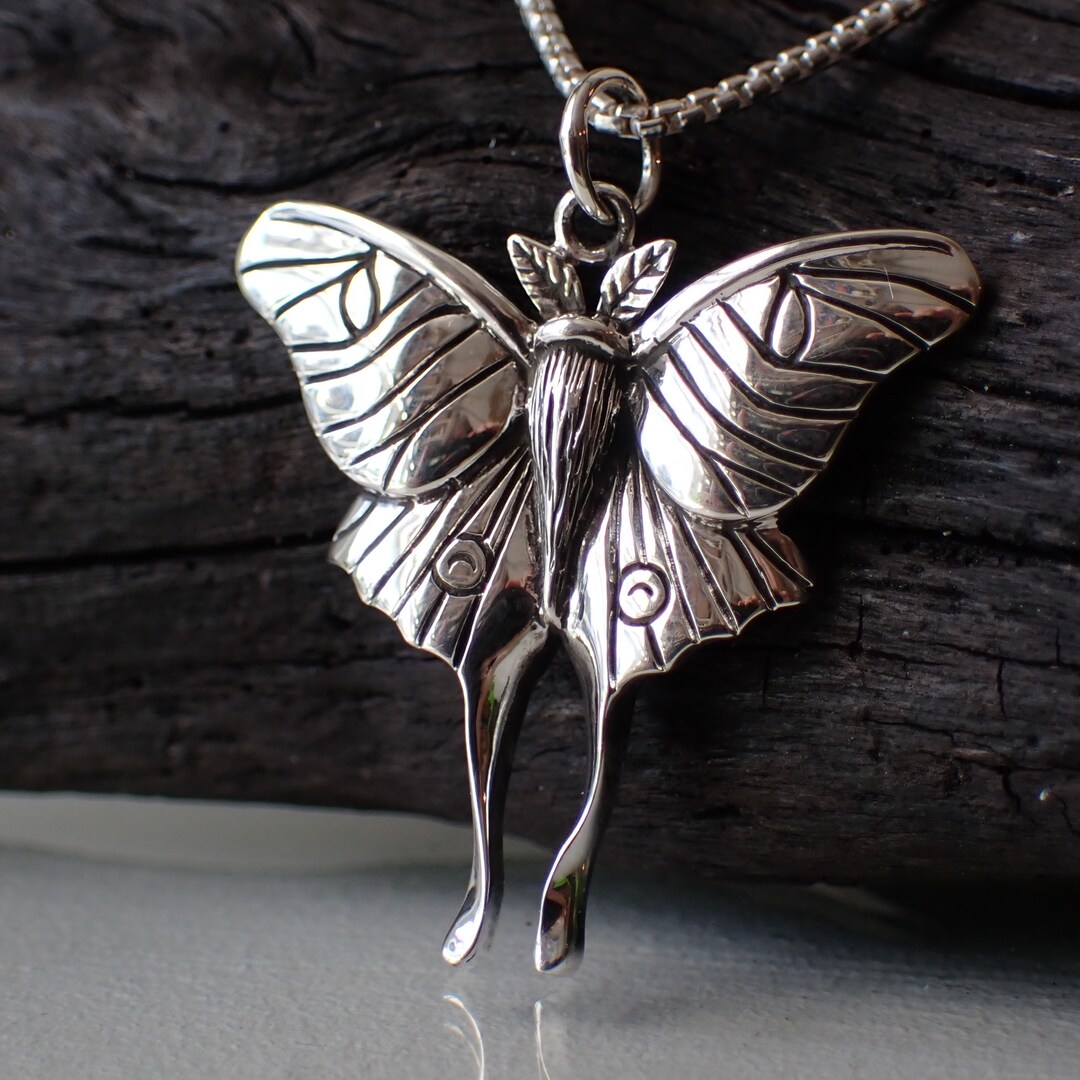 Sterling Silver Luna Moth Charm Necklace Made From Recycled Silver - Etsy