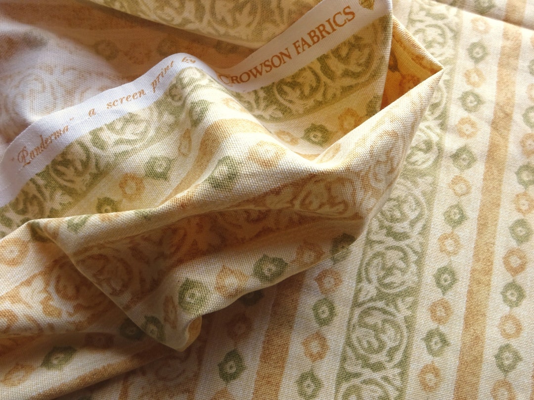 Crowson Cotton Interiors Fabric 'panderma' Yellow Striped Design 40"l X ...