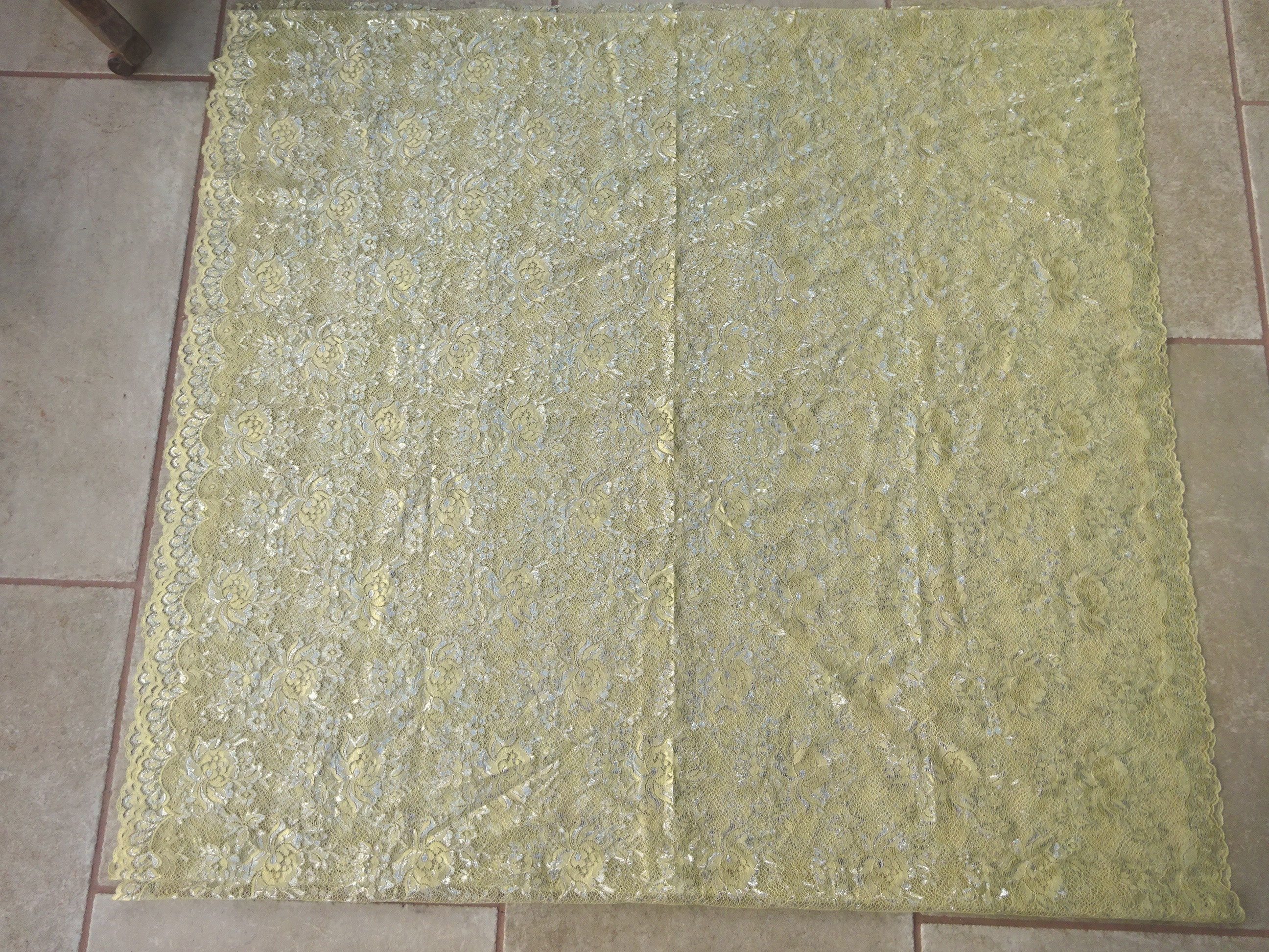 Vintage Gold Silver Embroidered Cobweb Net Dress Wedding Fabric 40l X ...