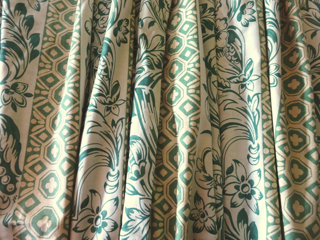 Pair Large Vintage Jonelle French Window Curtains Green 'guinevere' 98l ...