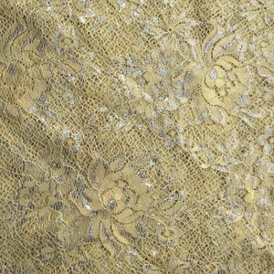 Vintage Gold Silver Embroidered Cobweb Net Dress Wedding Fabric 40l X ...
