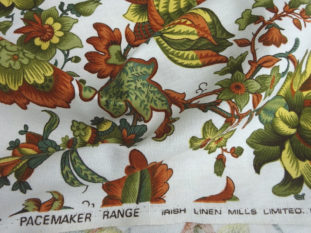 Vintage Irish Linen Mills Interiors Fabric 'avoca' Pacemaker Range 40"l ...