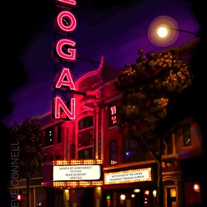 Chicago Art - Logan Theatre - Painting - Etsy