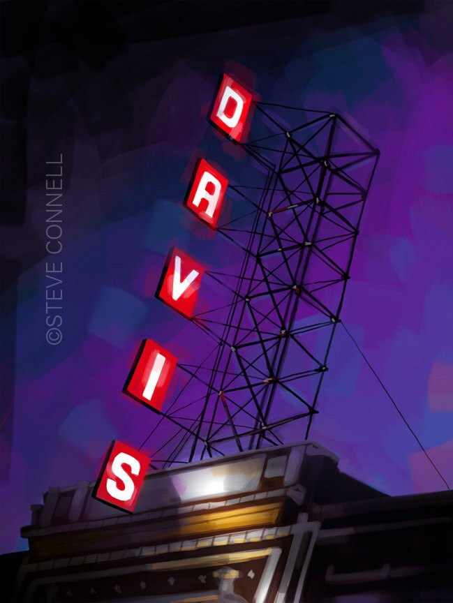 Chicago Art - Davis Theater - Painting of Lincoln Square Landmark - Etsy