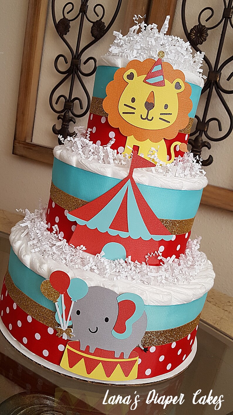 3 Tier Carnival/ Circus Diaper Cake Neutral Decorationbaby - Etsy