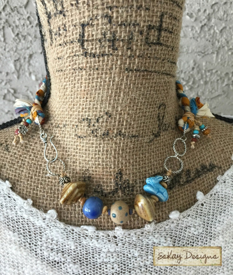 Blue Bunny Braided Necklace - Etsy