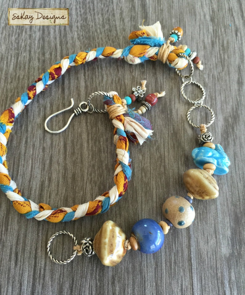 Blue Bunny Braided Necklace - Etsy