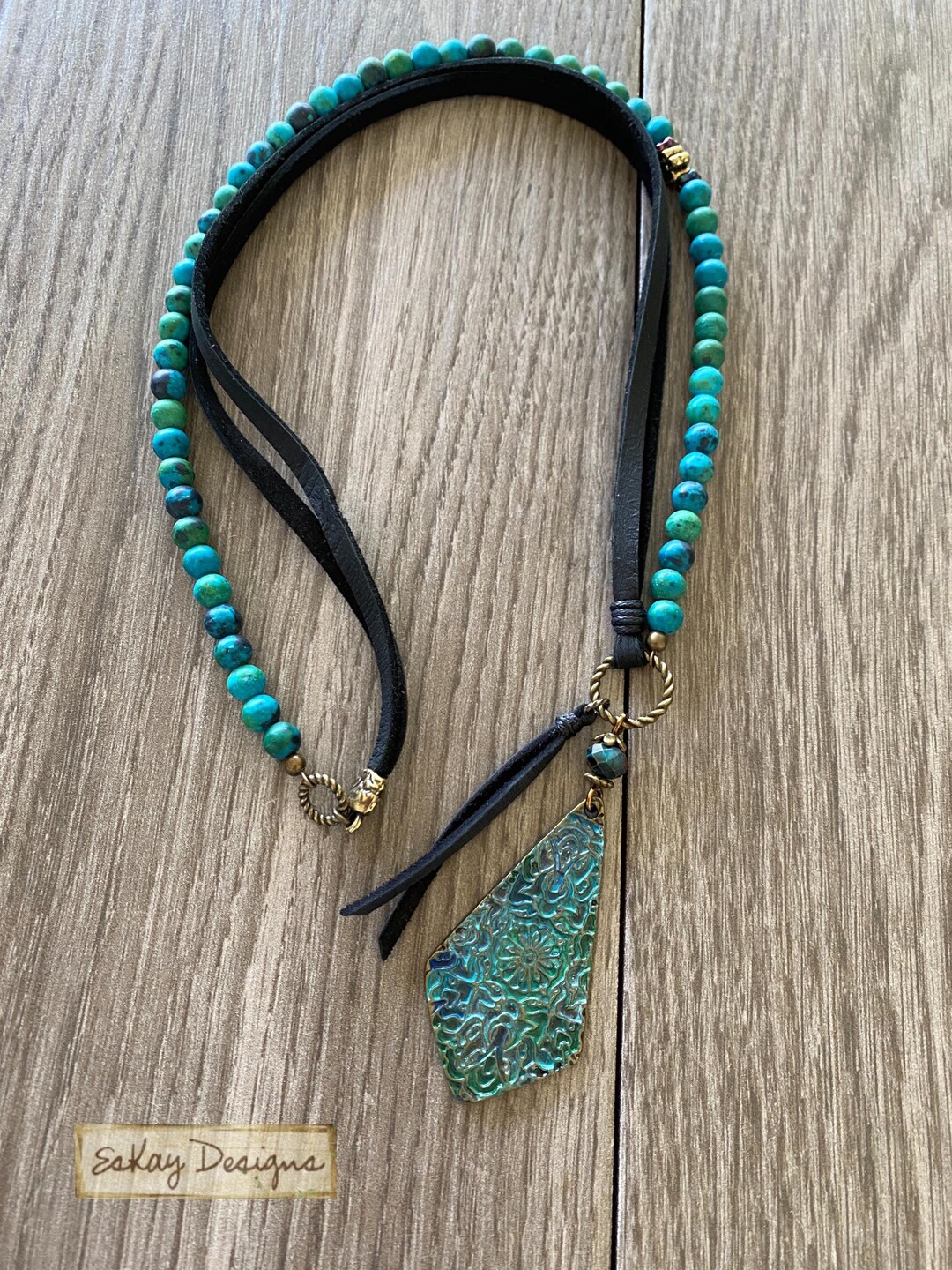 Half and Half Necklace - Turquoise Mosaic - Etsy