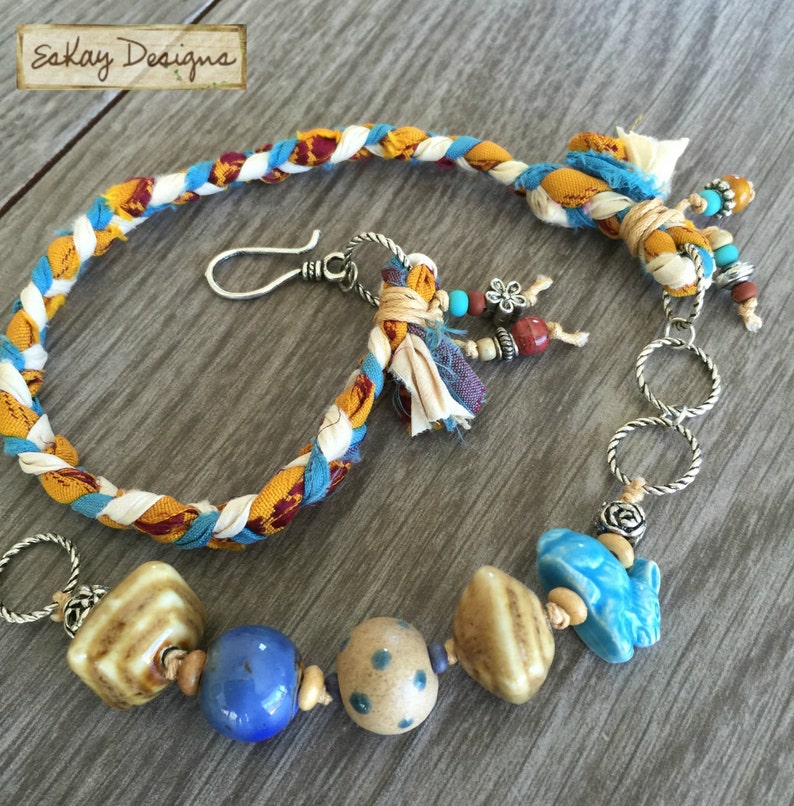 Blue Bunny Braided Necklace - Etsy