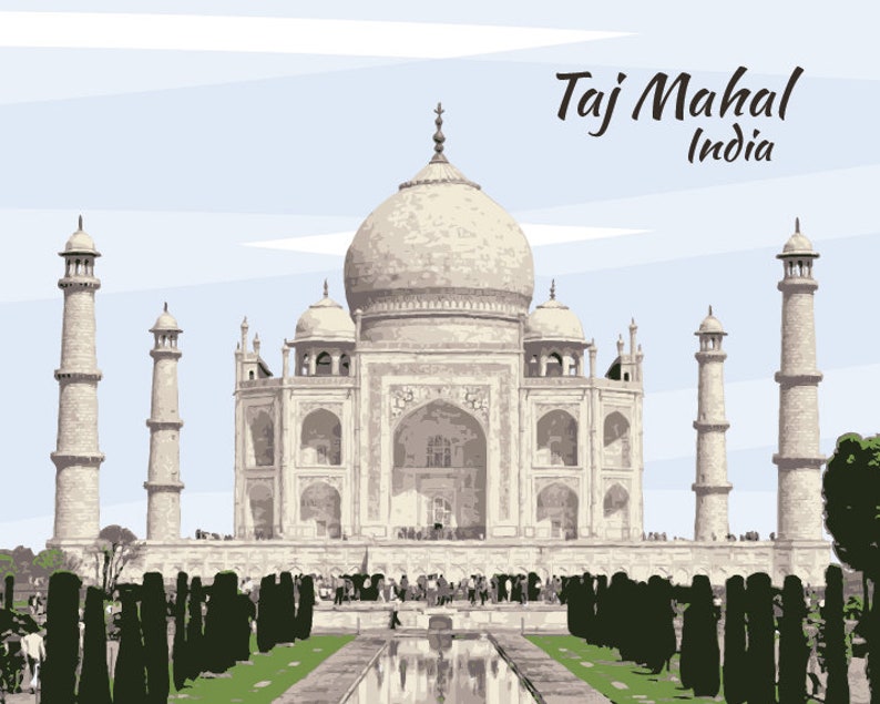 Taj Mahal Art Print India Taj Mahal Poster Agra Print | Etsy